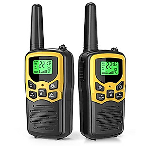 Walkie Talkies with 22 FRS Channels, MOICO Walkie Talkies for Adults with LED Flashlight VOX Scan LCD Display, Long Range Family Walkie Talkie Radios for Hiking Camping Trip (Yellow, 10 Pack)
