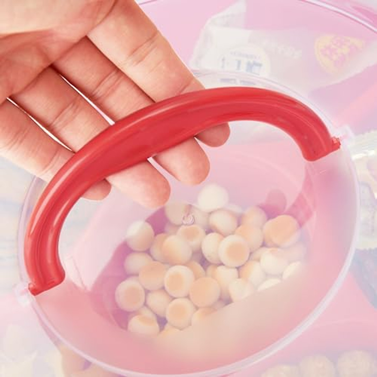 FEOOWV 78oz Food Storage Container With Dividers-Halloween Candy Tray with Lid and Handle 6 Compartments for Party Platter,Vegetable Relish Fruit Tray,Snackle box (Red)