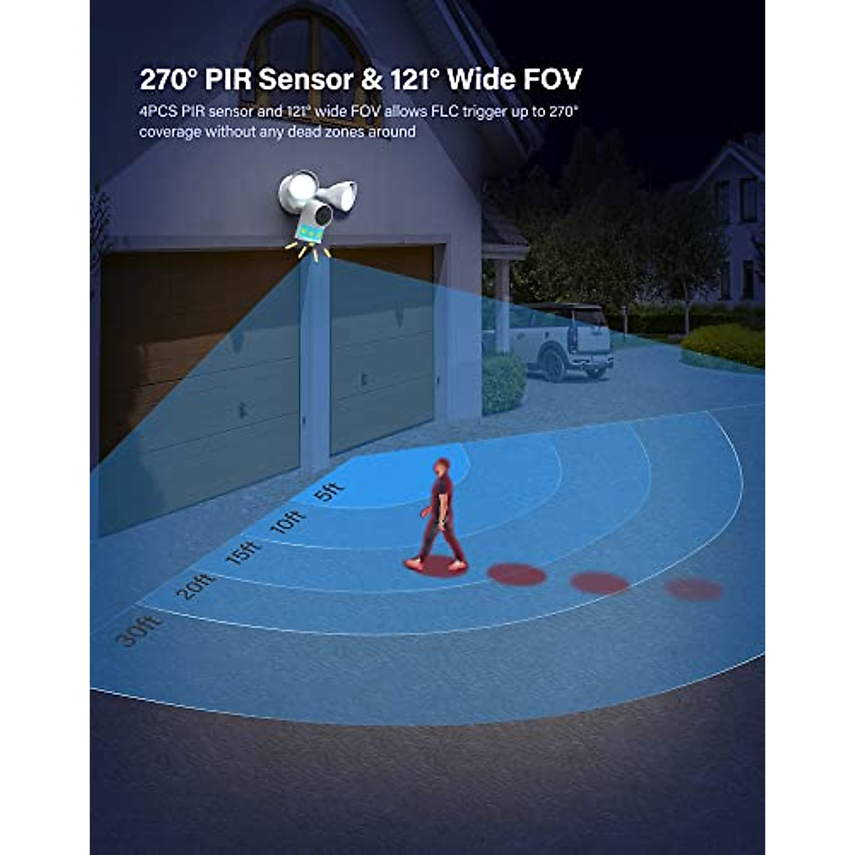 FOSCAM 2.4G/5GHz WiFi Floodlight Camera with Siren Alarm, 2K/4MP Outdoor IP Security Camera, 2-Way Audio, IP65, AI Detection, 2600lm Brightness (Existing Outdoor Wiring & Junction Box Required), FLC