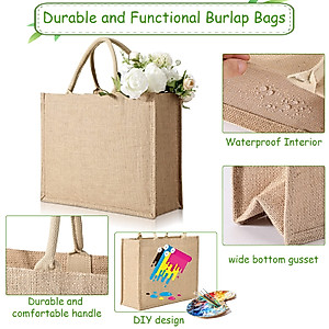 Reginary 24 Pack Burlap Jute Tote Bags Bulk Large Jute Tote Bags with Handles