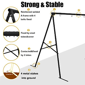 Swing Stand A Frame for 2 Swings,550lbs Metal Saucer Tree Swing Frame Heavy Duty,70” High and 97” Wide,All Weather Resistant Anti-Rust,for Kids Adult Outdoor Backyard(Without Swing) (Black)