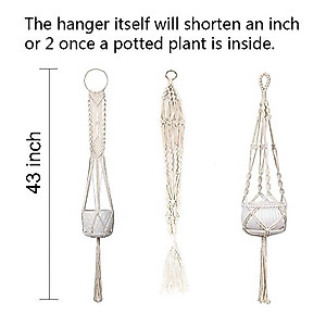ZOUTOG Macrame Plant Hanger Indoor, Set of 4 Indoor Hanging Planter, Handmade Hanging Plant Holder - 43 Inch, 4 Legs