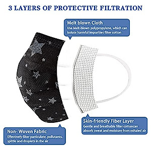 SOOQOO 50 Pack Disposable Printed Face Mask, 3 Ply Mask with Elastic Ear Loop,Individually Packaged