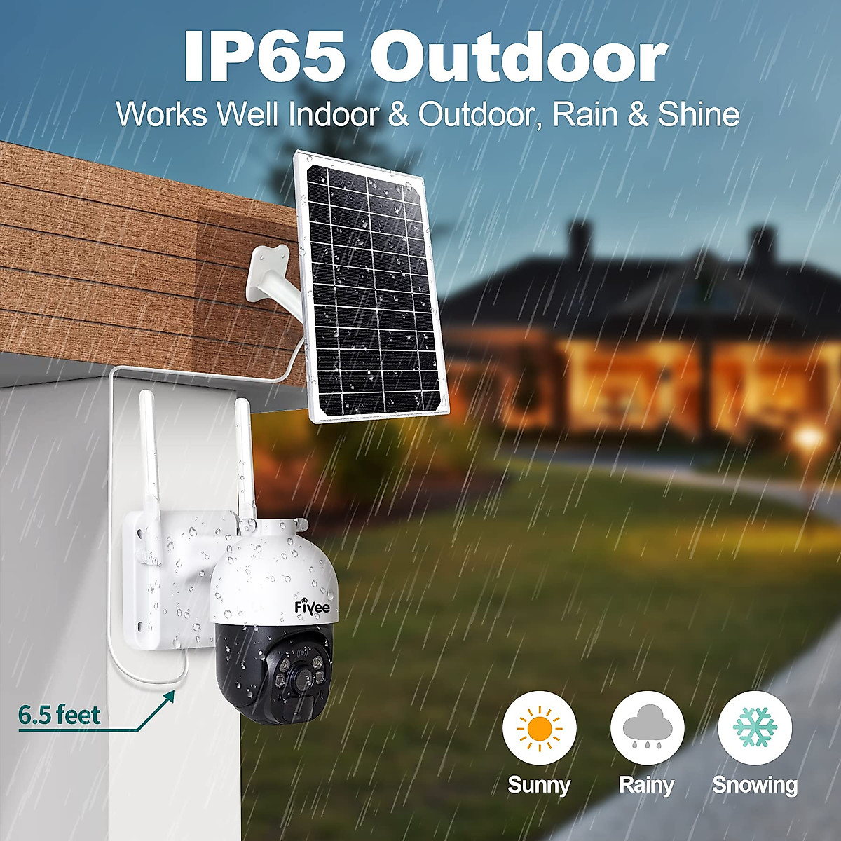 FIYEE Security Cameras Wireless Outdoor WiFi Solar Powered Camera for Home Securtiy, Spotlight Color Night Vision, Include 64GB TF Card