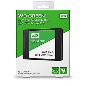 Western Digital 240GB WD Green Internal PC SSD Solid State Drive - SATA III 6 Gb/s, 2.5"/7mm, Up to 550 MB/s - WDS240G2G0A