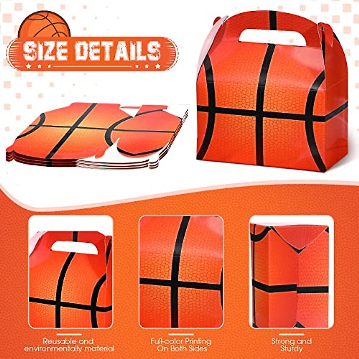 Nezyo 24 Pack Sports Themed Birthday Party Supplies Football Treat Boxes Soccer Party Favors Sports Candy Bags Baseball Basketball Gift Boxes with Handle for Baby Shower Party Supplies Decorations