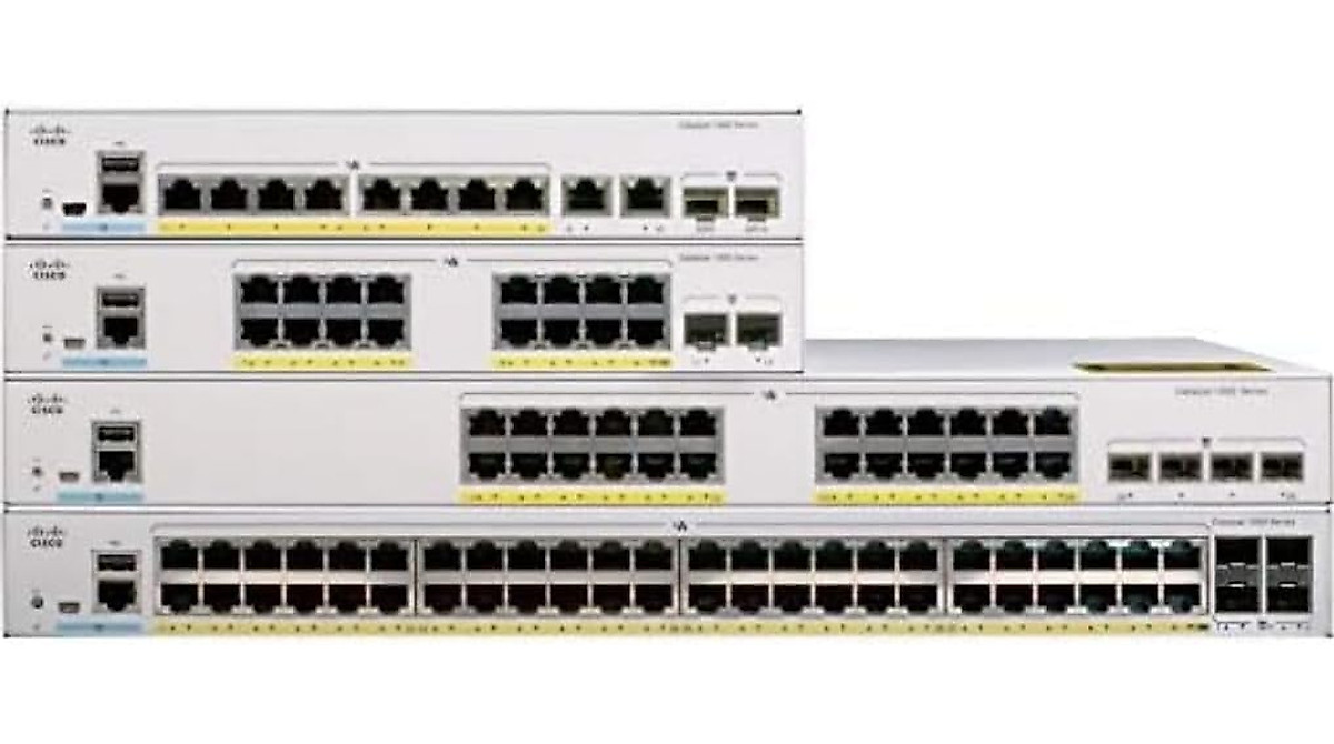 Cisco Catalyst 1000-24P-4G-L Network Switch, 24 Gigabit Ethernet (GbE) PoE+ Ports, 195W PoE ...