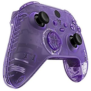 eXtremeRate Clear Atomic Purple Controller Full Set Housing Shell Case w/Buttons for Xbox Series X/S, Custom Replacement Side Rails Front Back Plate Cover for Xbox Series S & Xbox Series X Controller