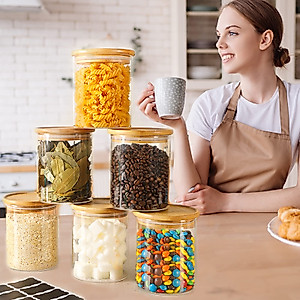 GoldArea 6 Pack Glass Jars, 24 oz Glass Food Storage Containers with Airtight Bamboo Lids, Spice, Cookie, Candy Jar, Canister Sets for Kitchen Counter, Containers for Pantry Organization and Storage
