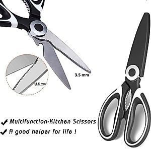 JSITON Ultra Sharp Premium Heavy Duty Kitchen Shears and Multi Purpose Scissors (Pack of 2,Black White & Black Red)