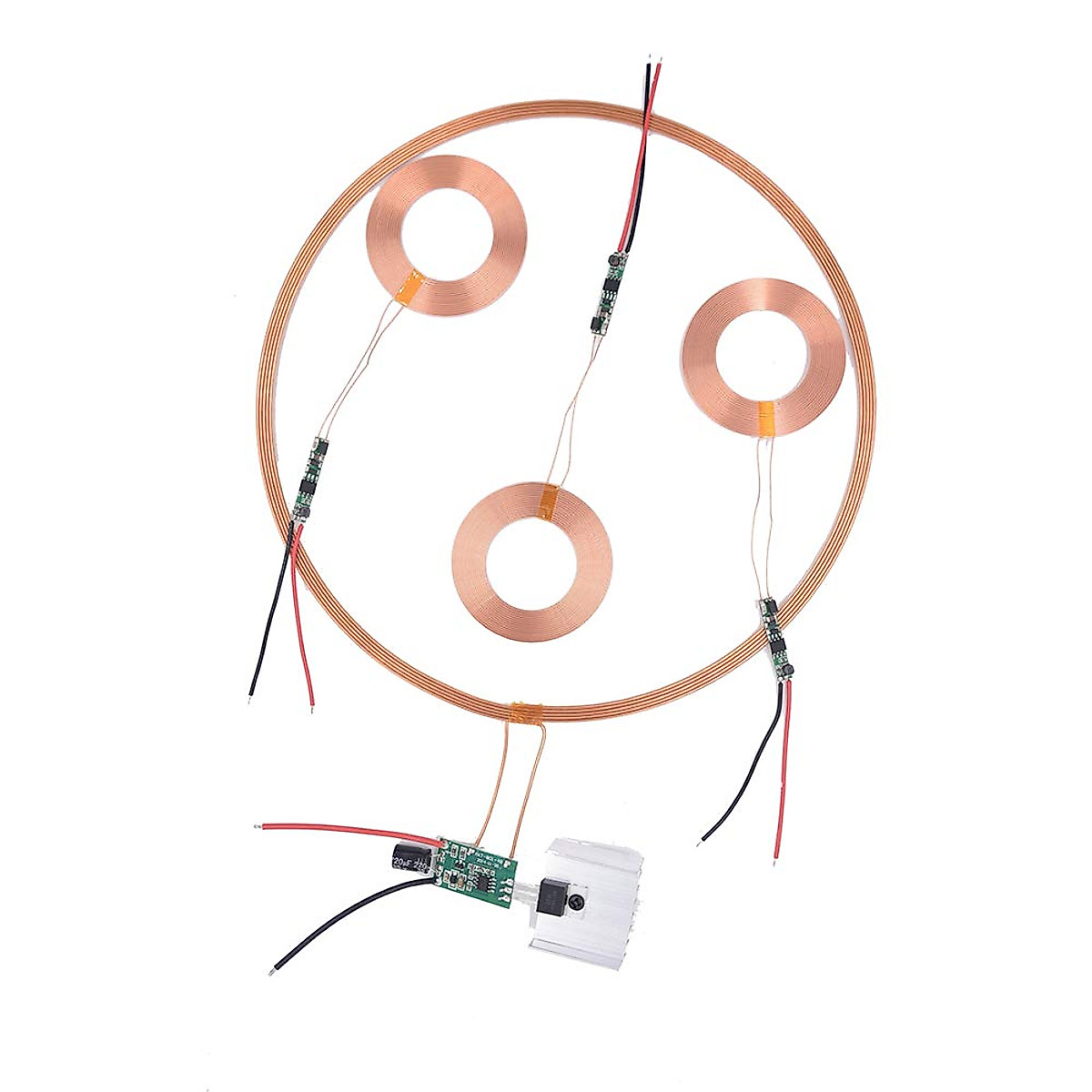 Taidacent High Power 24V 200mm One-to-Many Long Distance Wireless Inductive Coil Module Wireless Charging Coil Wireless Transmitter and Reveiver Coil Module Can be Used for Multiple Receivers