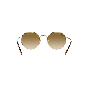 Ray-Ban RB3565 Jack Round Sunglasses, Gold/Clear Gradient Brown, 53 mm