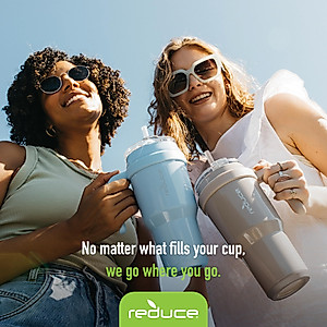 REDUCE Cold1 40 oz Tumbler with Handle - Vacuum Insulated Stainless Steel Water Bottle for Home, Office or Car, Reusable Mug with Straw or Leakproof Flip Lid, Keeps Drinks Cold All Day- Gloss White