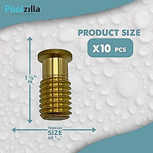 Poolzilla 10 Pack Pool Safety Cover Threaded Brass Insert Screw Bolt for Anchor