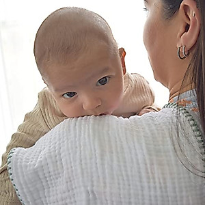 CM SHEEPCOTTON Turkish Muslin Burp Cloths0 Cotton 7 Pack Large 4 Layers Extra Absorbent Soft and Breathable Pre-Washed Feston Stitch Vacuum Packed