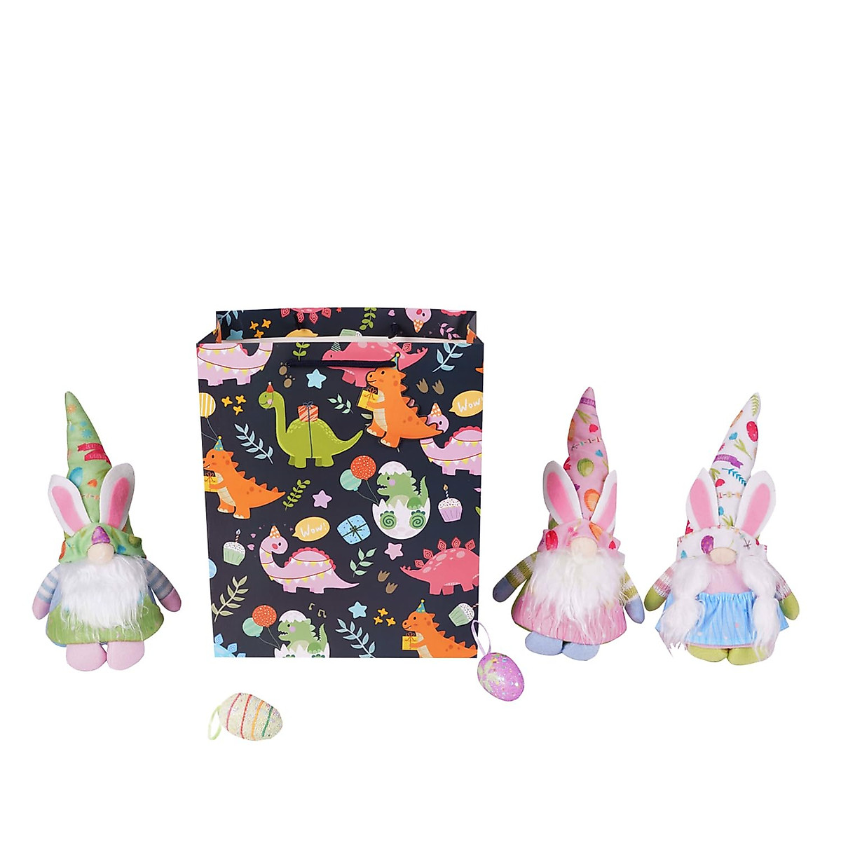 Ranfashiong 13" Large Gift Bag with Tissue Paper and Card for Boys Kids Birthday Baby Shower (Black Dinosaurs 1 PCS)