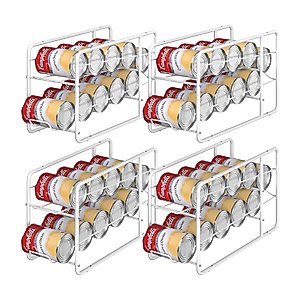 MOOACE 4 Pack Can Dispenser Rack, Stackable Can Storage Organizer Holder for Canned food Kitchen Cabinet Pantry Countertop, White