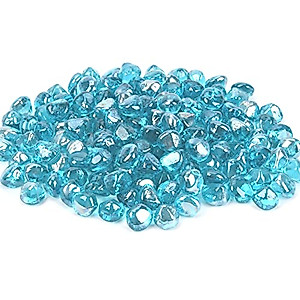 vchin Caribbean Blue Fire Pit Glass Rocks 20 Pounds, 1 Inch Diamond Fire Glass for Propane Fire Pit, Fireplace and Outdoor Decorative. High Luster Fire Glass Beads.