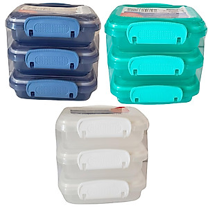 Generic TightSeal Translucent Food Containers with Clip-Lock Lids, 3Cts-Pack (Color May Vary) Food Freshness Organization Portability Meals on the Go Stackable Design Pack of 3 w/Bonus BFL Tote Bag