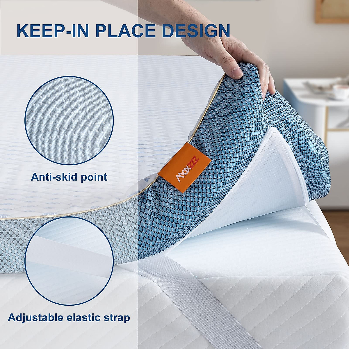 Maxzzz Firm Full Size Mattress Topper, 4 Inch Full Memory Foam Mattress Topper, High Density Foam Bed Topper for Back Pain Relief, with Certified Cover