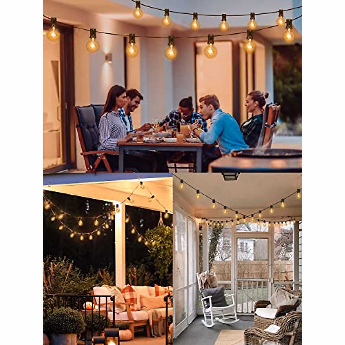 AVANLO Outdoor String Lights 100FT 2-Pack, Dimmable G40 Globe Patio String Lights with 54 Edison Bulbs Waterproof Hanging Outside Lights for Patio Backyard Bistro Wedding Cafe Party Christmas Decor