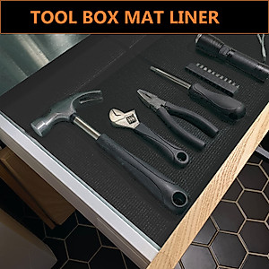 Under Sink Kitchen Mat Liner- 68’’ x 24’’ Big Size Non-adhesive Under Sink Protector with Bump Texture Black Shelf Liner Drawer Liner