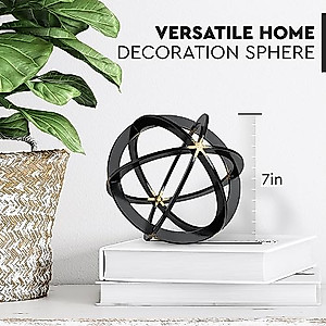 Everydecor Metal Decorative Sphere for Home Decor - Distressed Teal 4,5" x 4,5" and Black & Gold 7"x 7" Bundle
