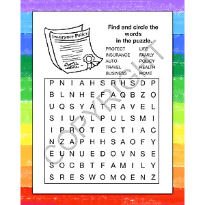 ZOCO - We All Need Insurance - Kids Coloring Books (25 Bulk Pack, with Crayons) - Insurance Agent, Financial Planner Supplies - Educational Games, Puzzles, Activities