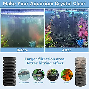 TOHIDAQU Aquarium Sponge Filter - 4W 80GPH Fish Tank Filters with Double Sponge: Electric Power Ultra Quiet Aquarium Filter for 15- to 55 Gallon