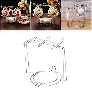Cabilock Mug Stand Mug Plates Holder Coffee Cup Rack Stand Stainless Steel Coffee Cup Holders for 4 Cups 6 Plates ( Silver ) Mug Tree