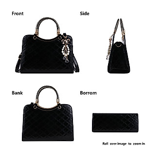 Qiayime Purses and Handbags for Women Shiny Patent Fashion Ladies Designer PU Leather Top Handle Satchel Shoulder Tote Crossbody Bags (Black)