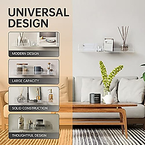 MEISHIDA Acrylic Floating Shelves, Set of 4, 15" Funko Pop Shelves Wall Mounted, Acrylic Shelves for Bathroom, Living Room, Kitchen