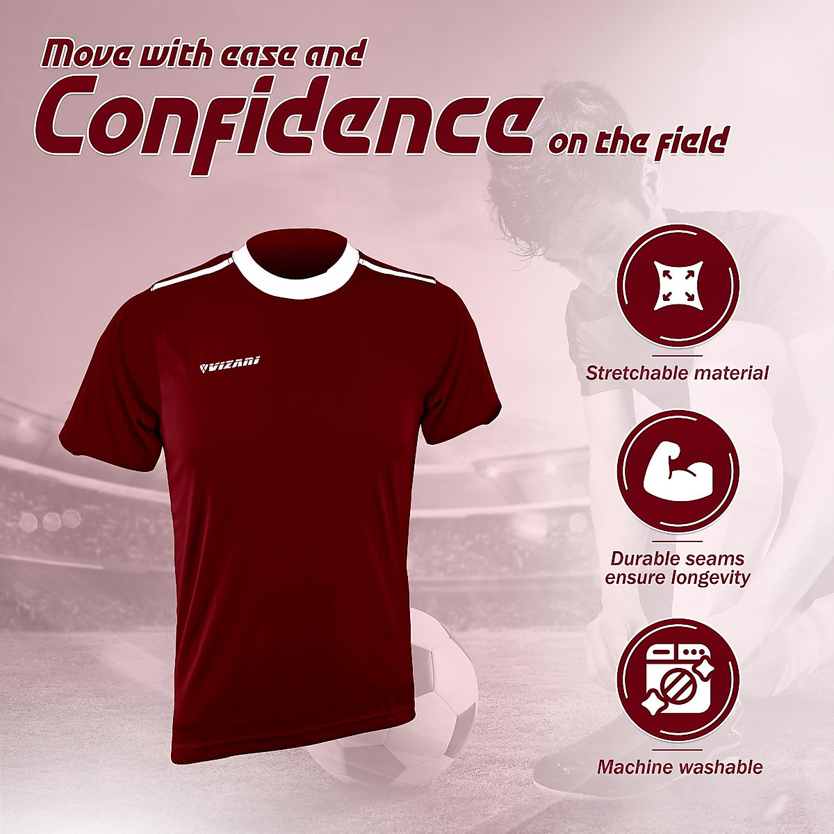 Vizari Velez Jersey, Maroon, Youth Large