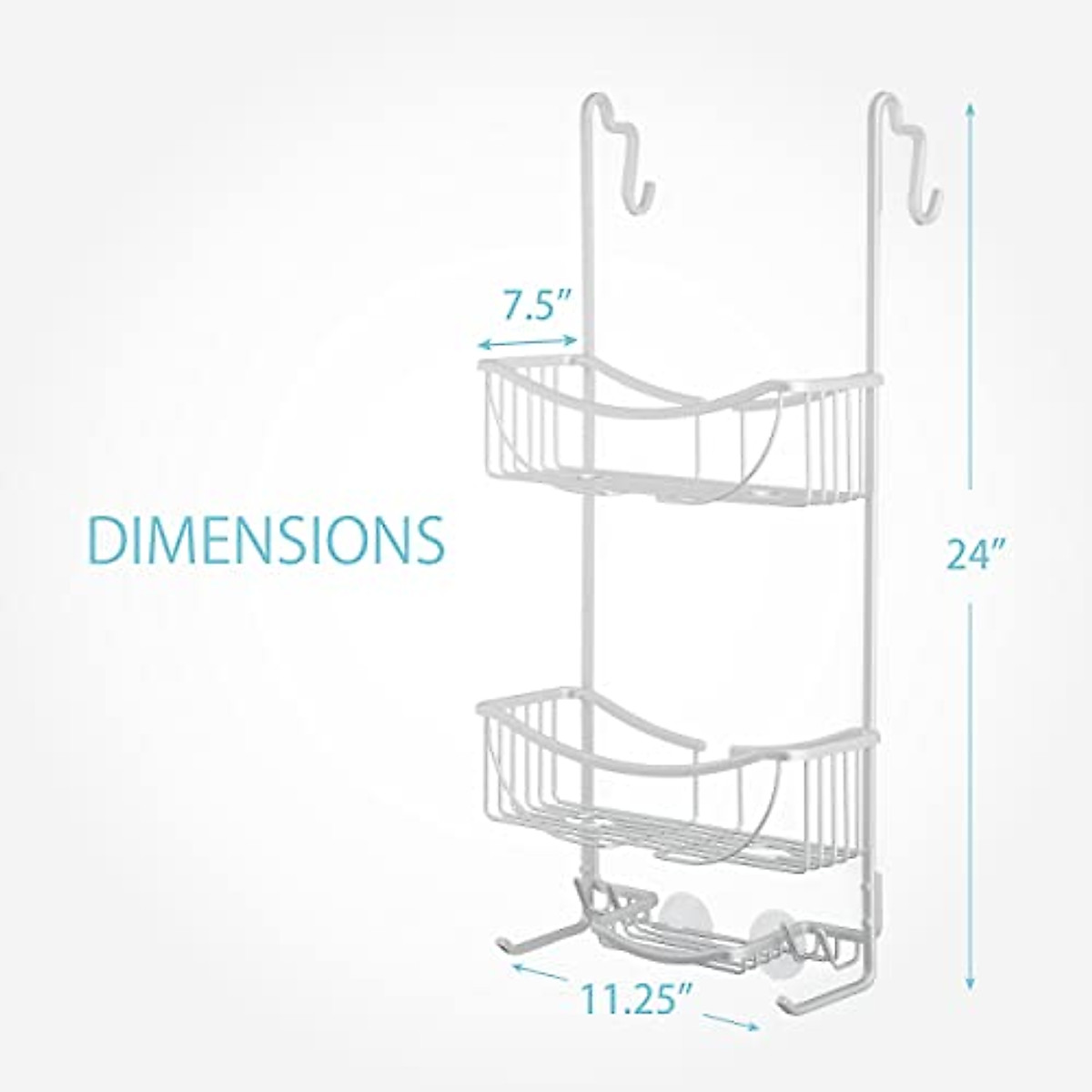 Better Living Products 13634 VENUS 3-Tier Over the Shower Door Caddy, Grey