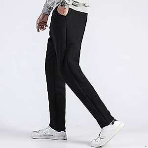 GXAMOY Men's Winter Fleece Pants Sherpa Lined Sweatpants Active Warm Thick Jogger Pants Khaki(906) L