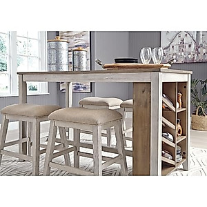 Signature Design by Ashley Skempton Modern 24" Counter Height Upholstered Barstool, 2 Count, Whitewash