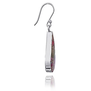Amazon Collection Sterling Silver Multi Pressed Flower Teardrop Earrings