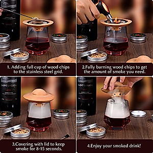 Cocktail Smoker Kit for Drinks, Whiskey Smoker Infuser Kit for Bourbon Drinks with Torch and 4 Different Flavor Wood Chips Gift for Whiskey Smoker Enthusiast (NO BUTANE)