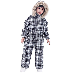 Bluemagic Little Kid's One Piece Overall Snowsuits Ski Suits Jackets Coats Jumpsuits,Wht Chk,120cm