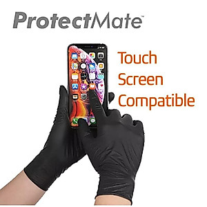Protectmate 5 Mil Black Nitrile Gloves for Food Prep - Textured Food Prep Gloves - Food Handling Gloves Disposable Latex Free Gloves for Cooking, Catering, Food Service - Medium (Box of 100)