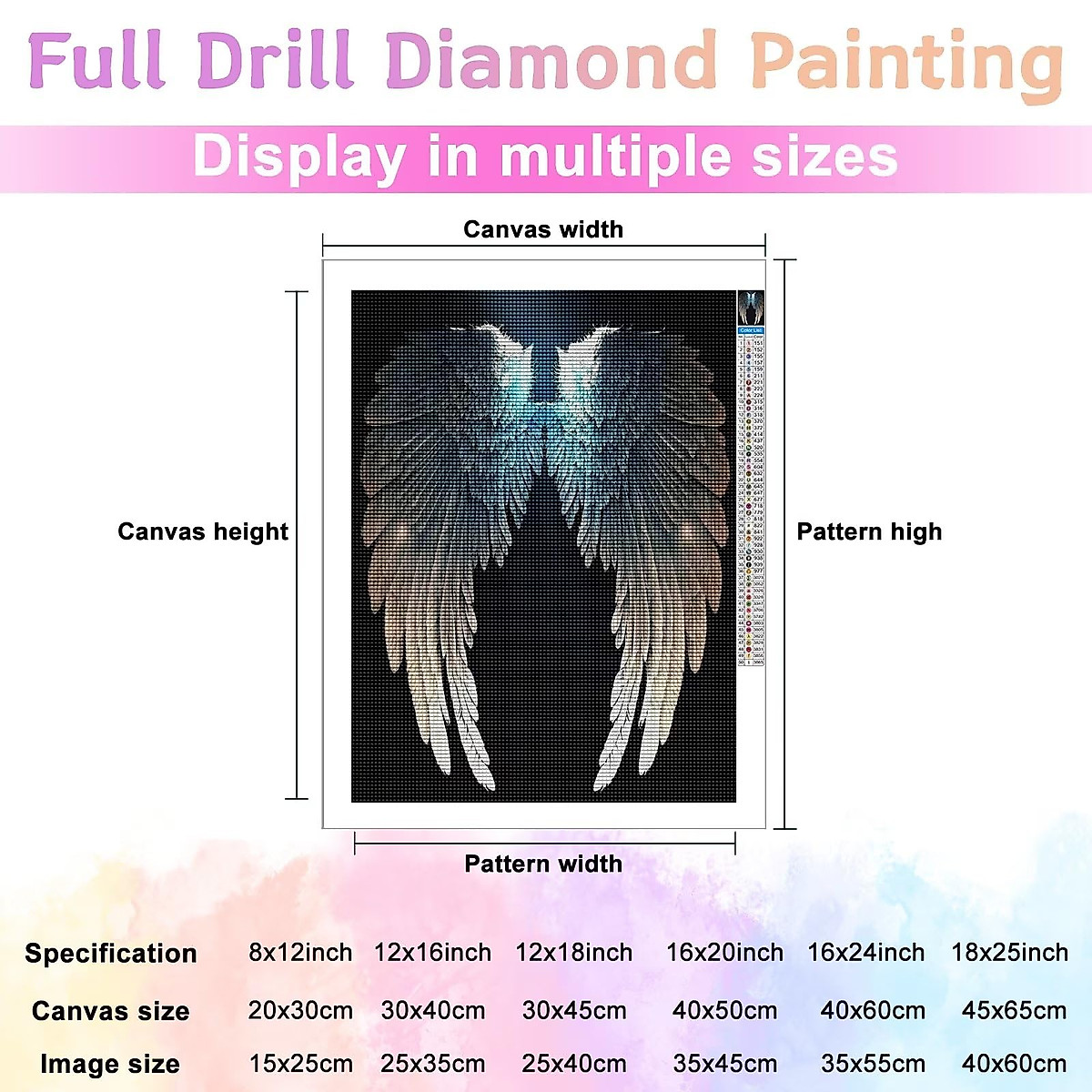 Treff Diamond Painting Kits for Adults Beginners Angel Wings5D Round Full Drill Diamond Art Kits Diamond Painting Kits Picture 12x16 inches