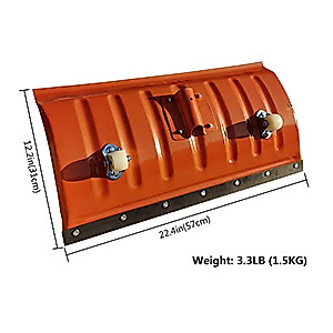 LixliXon 22.44”Snow Pusher with Wheels, Snow Shovel Pusher, Stainless Steel Snow Shovel Head with Pulleys, for Snow Removal, for Driveway Garden Pavement Driveway Barn(Size:A)