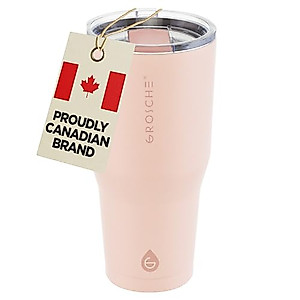 GROSCHE Yukon 30 oz Insulated Coffee Mug with Lid - Durable Travel Mug, Stainless Steel Tumblers, Vacuum Insulated Coffee Tumbler for Hot or Cold Beverages - PINK