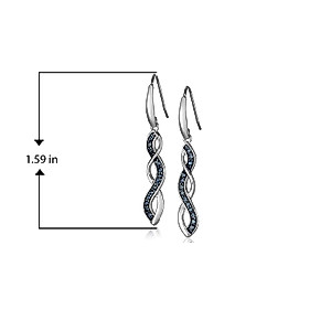 MORGAN & PAIGE 925 Sterling Silver Montana Blue Crystal Twisted Dangle Earrings