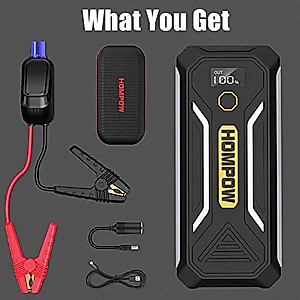 3000A Peak Jump Starter Battery Pack for Up to 10L Gas and 8L Diesel Engines, 12V Portable Car Battery Jump Starter Box with 400 Lumens LED Light