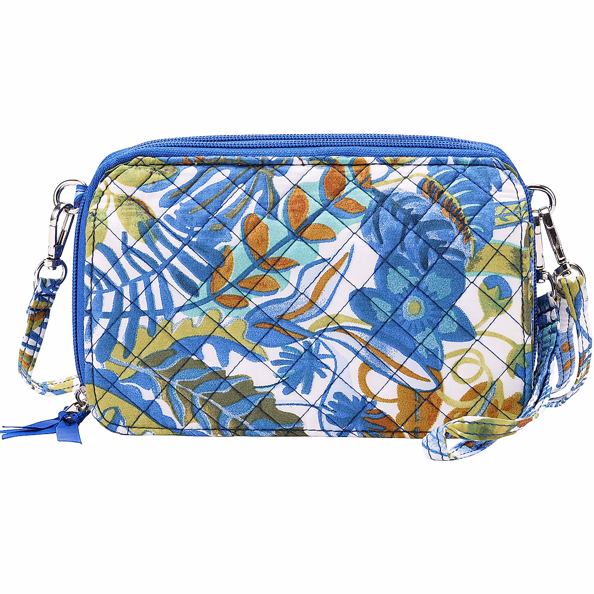 Brentano Cotton quilted double-zipper crossbody wallet purse and clutch (TROPICAL PARADISE)