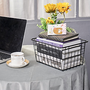 Pantry Organization and Storage 5 Pack , Wire Storage Baskets for Kitchen, Laundry, Garage, Fridge, Bathroom Countertop Organizer,Black