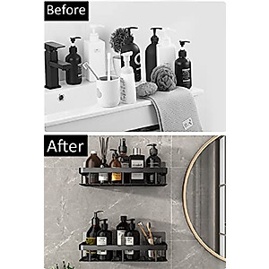 ESFOTO Shower Caddy Shelf Adhesive Bathroom Organizer Wall Mounted 2 Pack Shower Shelves No Drilling Shower Storage Rack Rustproof for Bathroom Kitchen Toilet