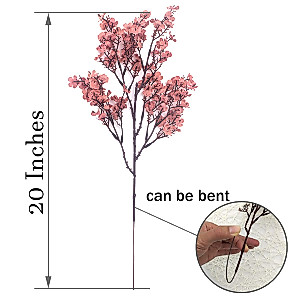 Hukidoy Babys Breath Fabric Cloth Artificial Flowers 6 Bundle European Fake Silk Plants Decor Wedding Party Decoration Bouquets Real Touch DIY Home Garden (Fall Pink)