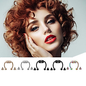 BODANCE Magnetic Fake Nose Ring 316L Stainless Steel Nose Ring Horseshoe Ring Hoop Non Piercing Clip On Nose Hoop Rings